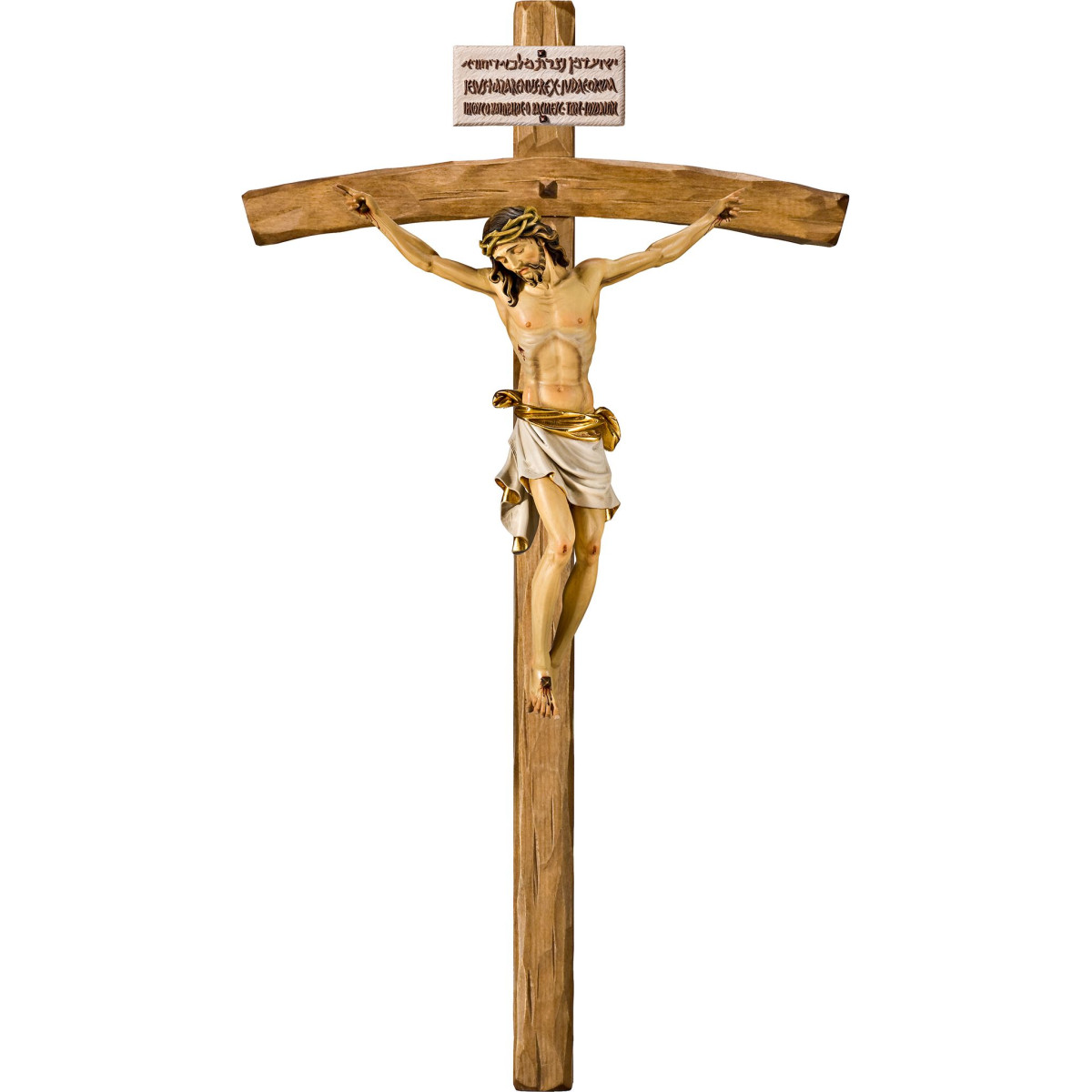 Corpus Pisa on bent cross with Titulus Crucis in hebrew - latin - greek